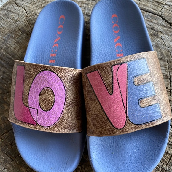 Coach | Shoes | Coach The Udele Logo Print Sport Slides | Poshmark